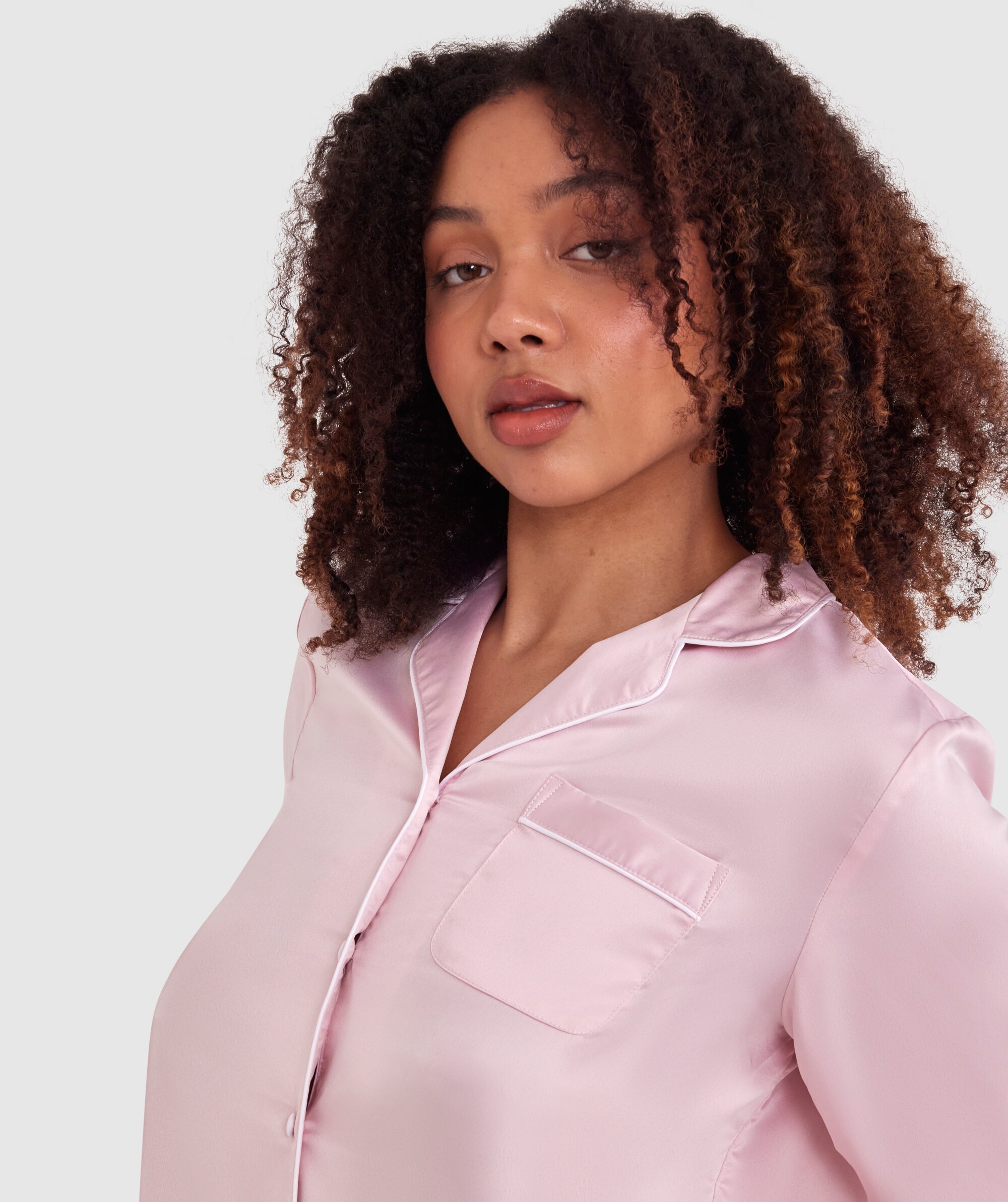 Bras N Things Liquid Satin Short Sleeve Top Light Pink 01324502
