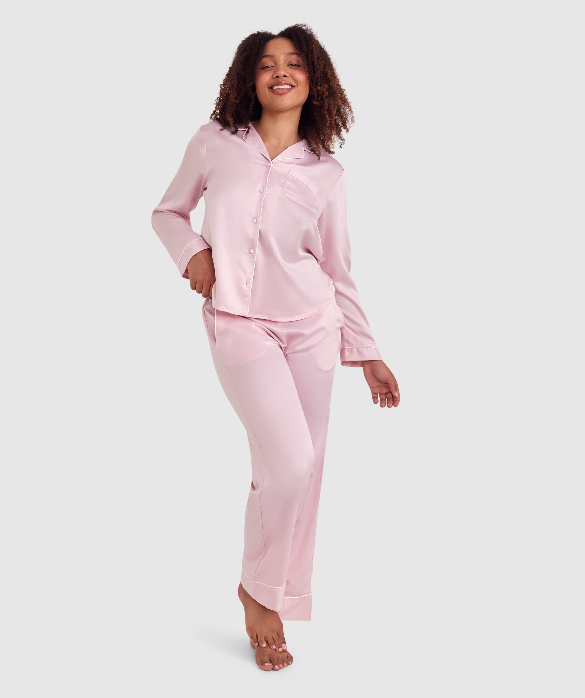 Bras N Things Liquid Satin Short Sleeve Top Light Pink 01324502