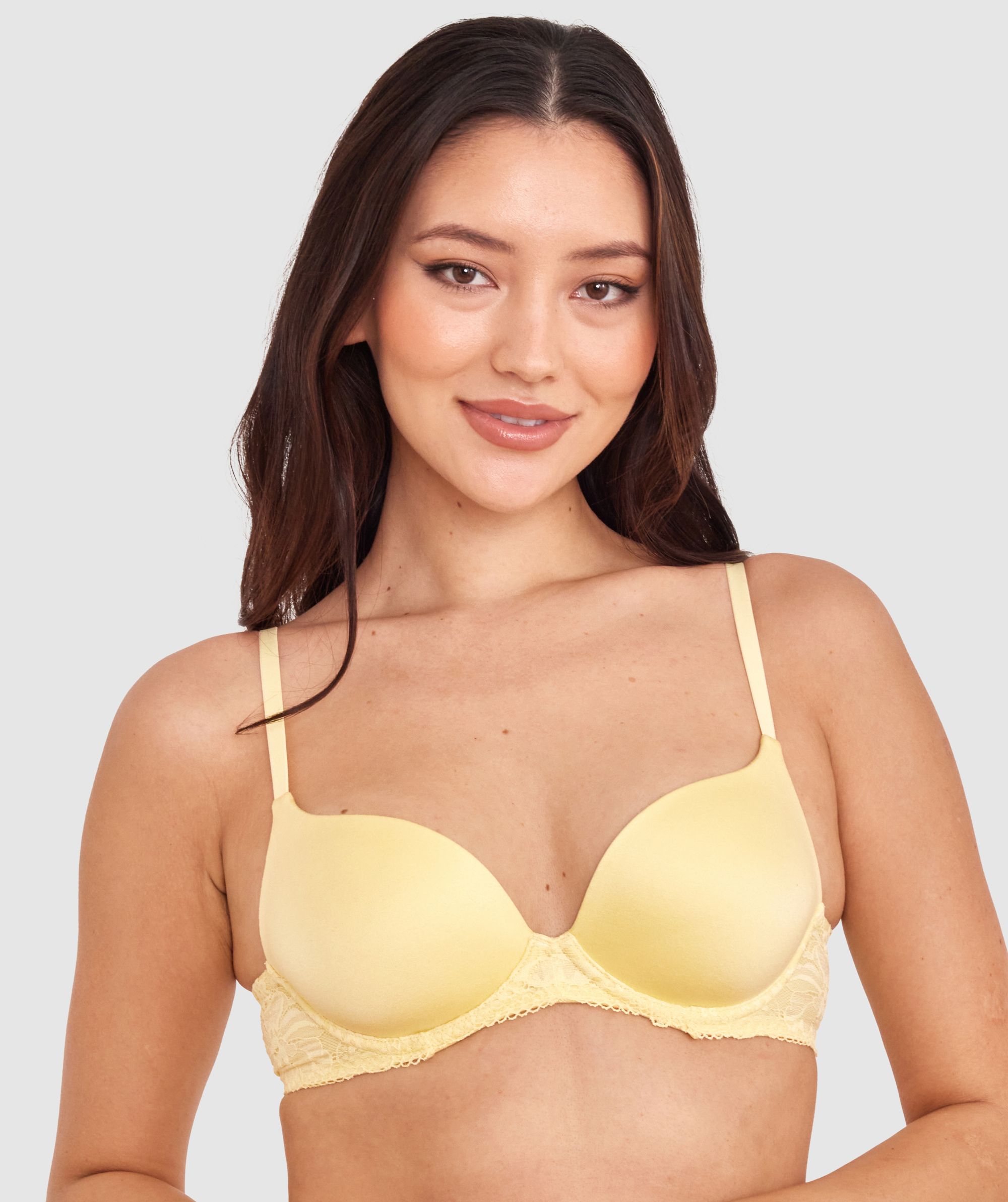 Bras N Things Body Bliss Lace Contour Plunge Bra - Light Yellow | 00525120