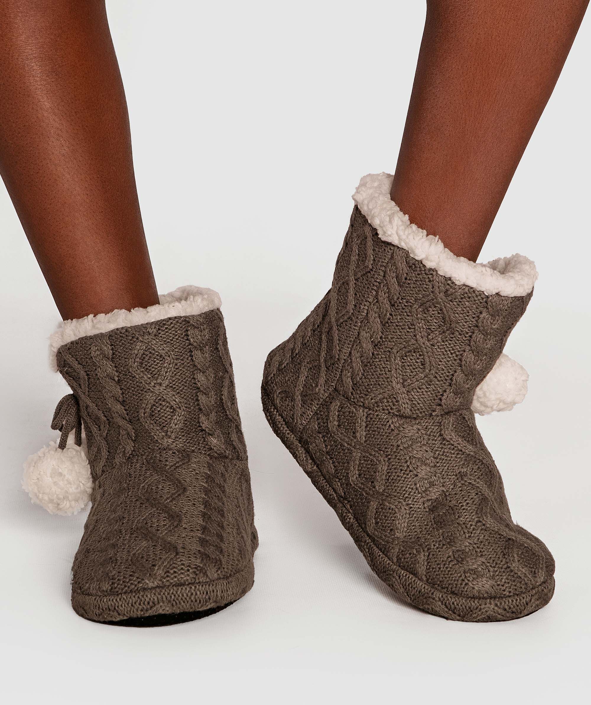 Bras N Things Sunset Glow Cable Knit Bootie - Dark Grey | | 01296101