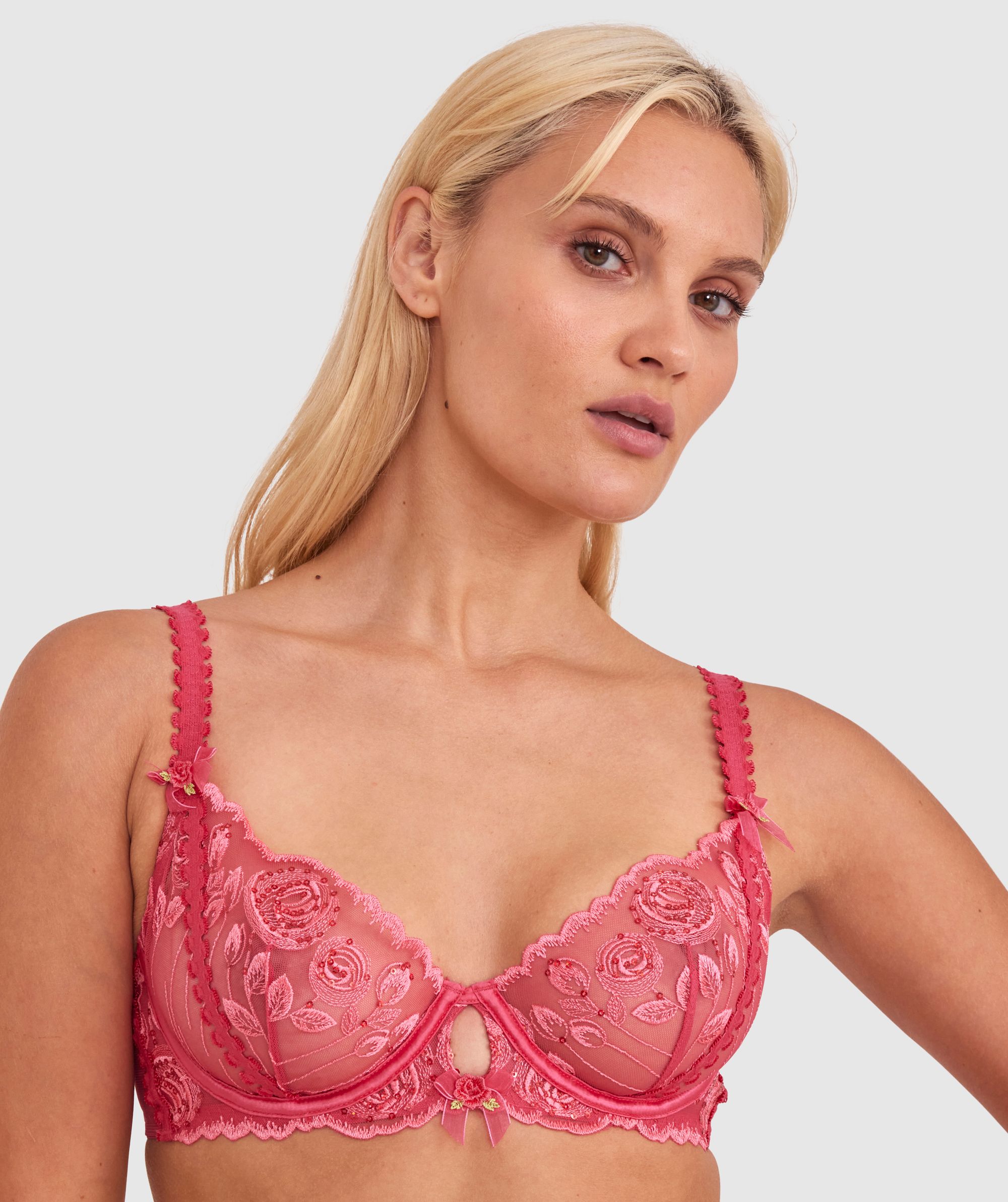 Bras N Things Enchanted Bouquet Of Roses Underwire Bra - Pink | 01460301