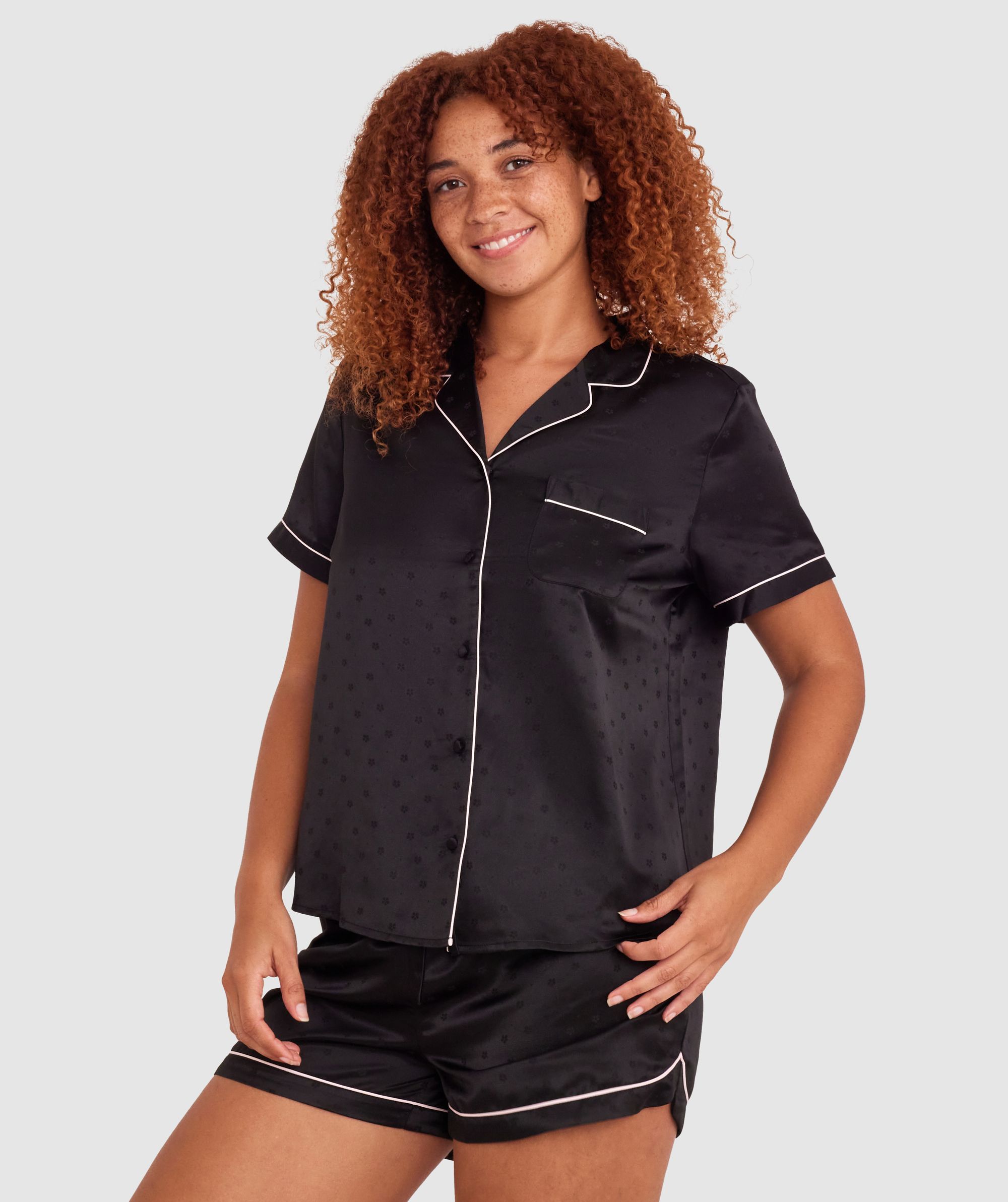 Bras N Things Flossie Short PJ Set - Black | 01610801